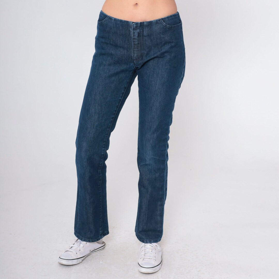 Low Rise Jeans 90s Bootcut Jeans Dark Wash Blue Denim Pants Straight ...