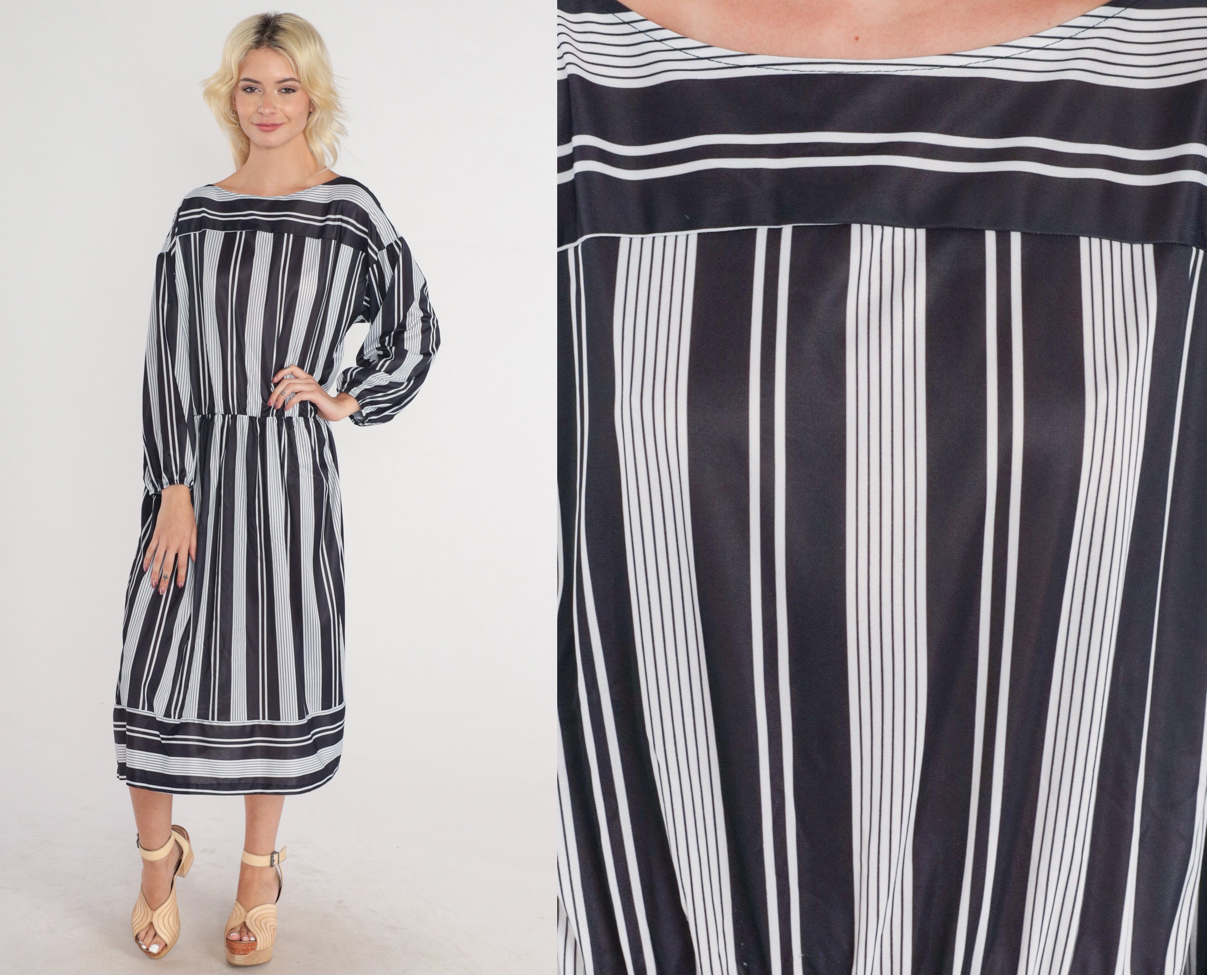 Black And White Vertical Striped Dress