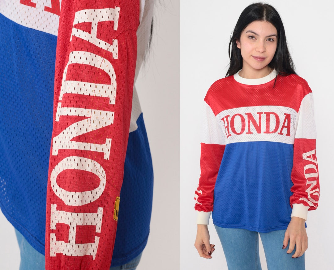 Honda Racing Shirt 80s Mesh T-shirt Red White Blue Dirtbike Sheer ...
