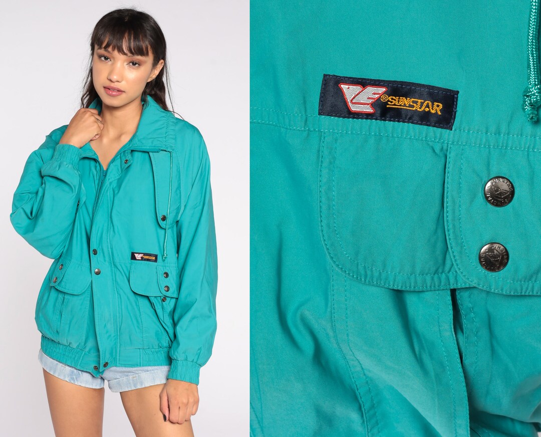Turquoise Down Jacket Ski Jacket Green Goose Down Jacket Retro 80s ...