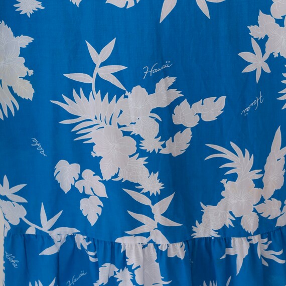 Hawaiian Mini Dress Blue Floral Tent Dress Boho 80s T… - Gem