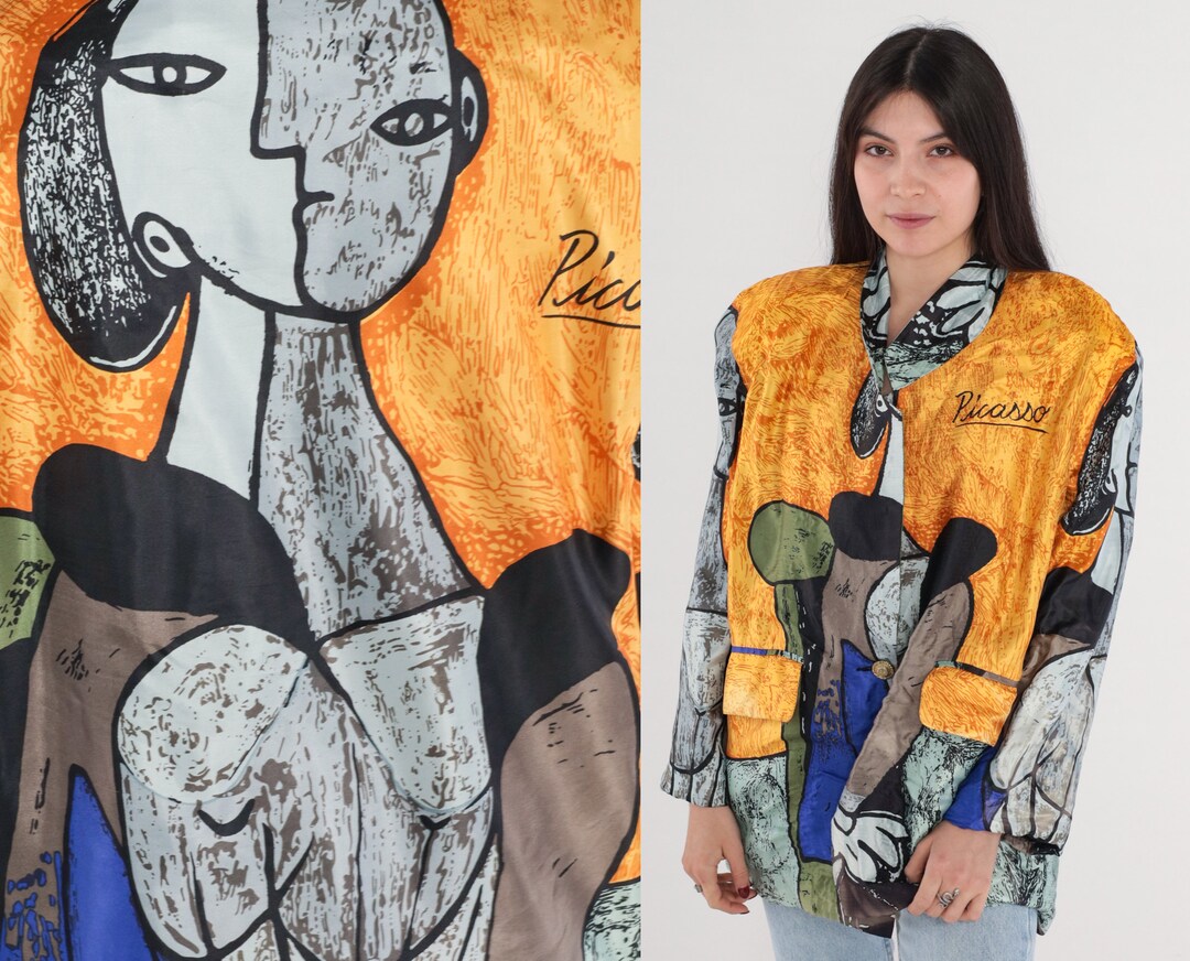 Pablo Picasso Jacket 80s Blazer Jacket Modern Art Bohemian Artist Print ...