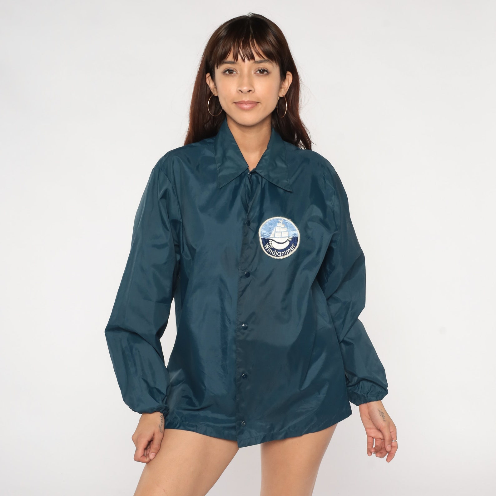 Windjammer Jacket 70s 80s Windbreaker Sailboat Patch Uniform Jacket ...