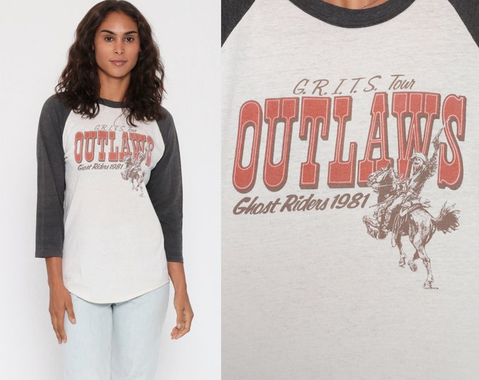 Outlaws Band Shirt 80s Rock GHOST RIDERS Tour 1981 Concert Tshirt Grits ...