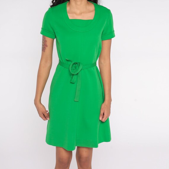 Green Wool Dress 60s Mod Mini Dress 70s Twiggy Shift … - Gem
