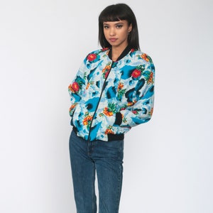 Floral Map Jacket 90s Windbreaker Jacket World Map 80s Retro Bomber ...