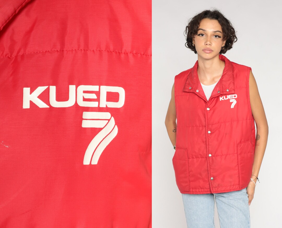Red Puffer Vest 80s Ski Vest KUED 7 PBS Utah News Puffy - Etsy