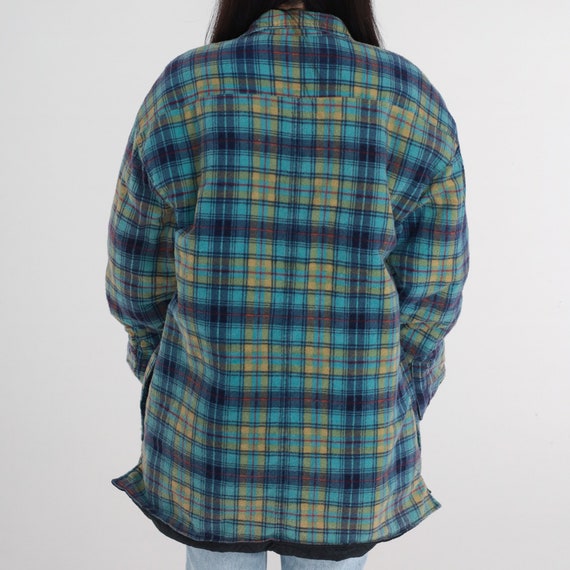 Blue Plaid Jacket 90s Quilted Jacket Button up Retro … - Gem