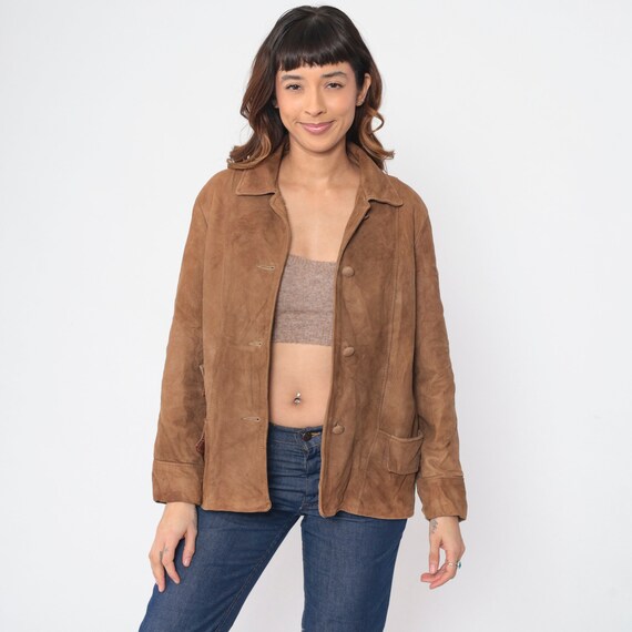Brown Suede Jacket 70s Distressed Leather Jacket Bohe… - Gem
