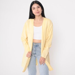 Pastel Yellow Jacket 90s Open Front Cardigan Longline Jacket Retro ...