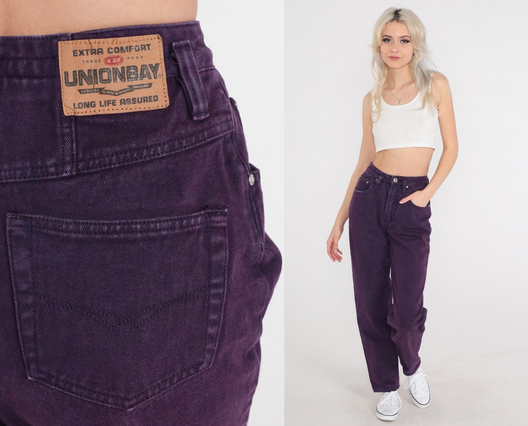 90s Unionbay Jeans Deep Purple Mom Jeans Denim Pants High - Etsy