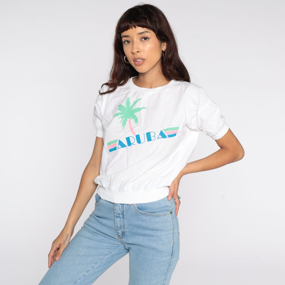 Aruba Shirt 80s Tropical Shirt Palm Tree Tshirt Slouchy Graphic T Shirt ...