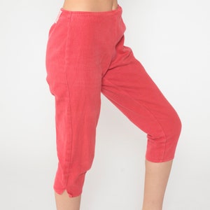 90s Capri Pants Red Cropped Trousers High Waist Rise Capris Retro ...