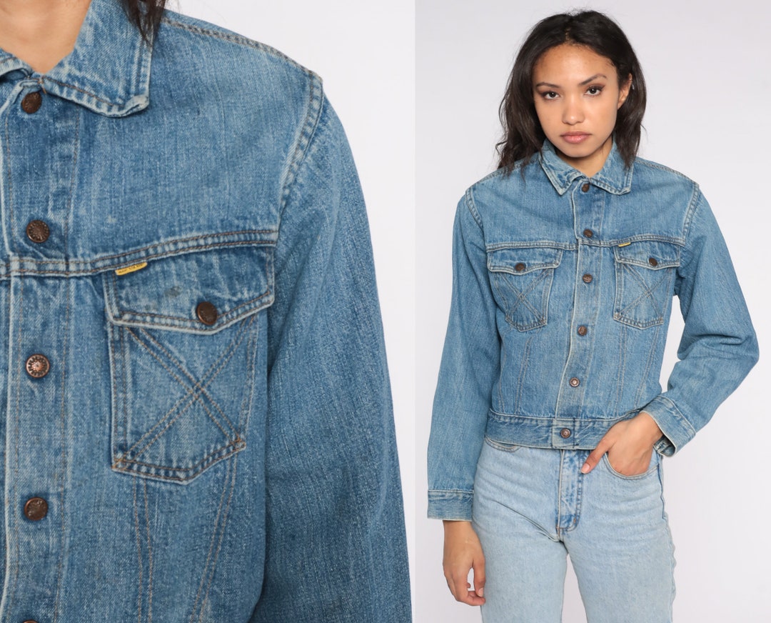 80s Denim Jacket Big Yank Jean Jacket Button up Trucker Coat Retro ...