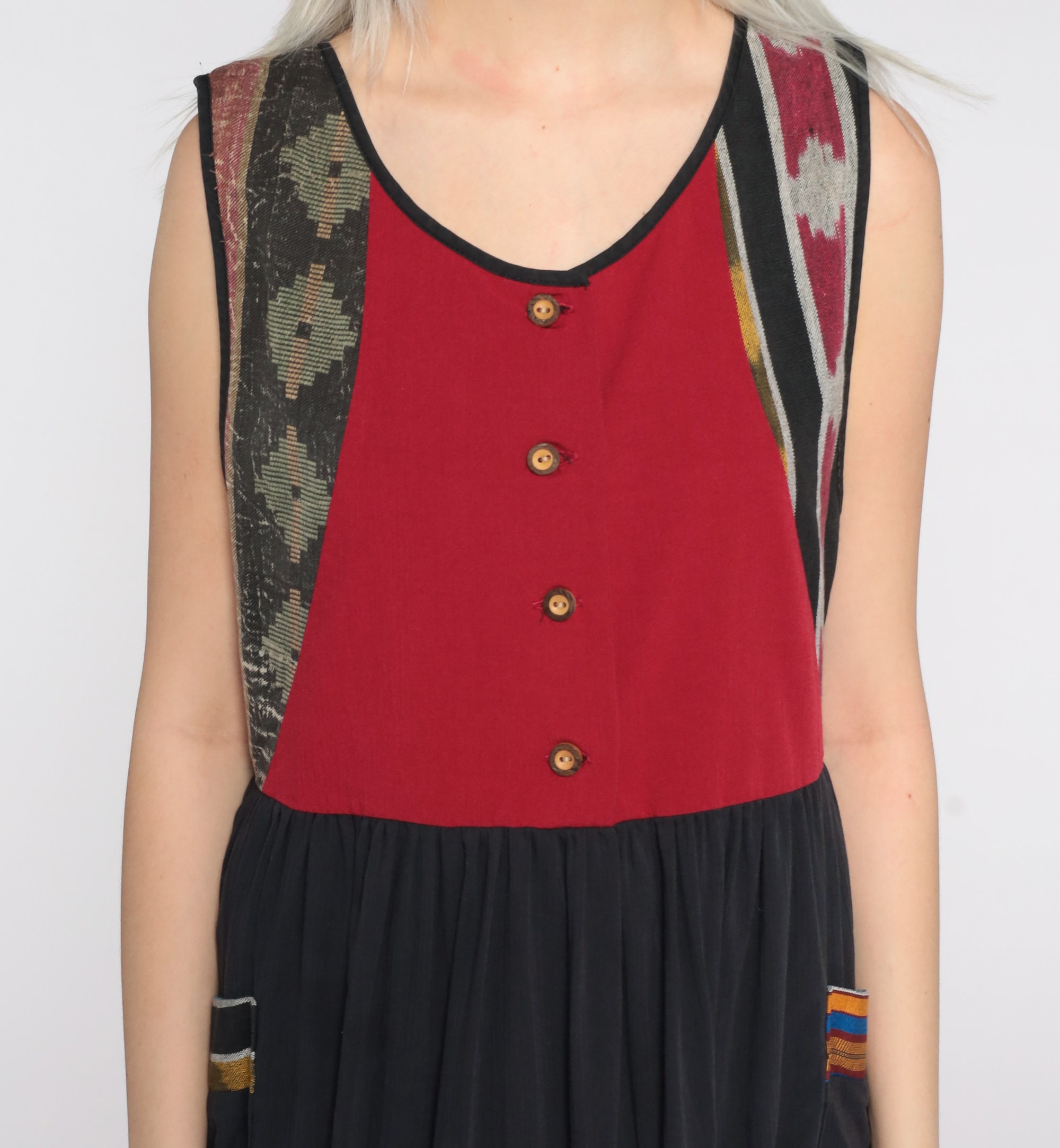 90s Maxi Dress Ikat Dress CUTOUT Bohemian Hippie Dress Striped Dress