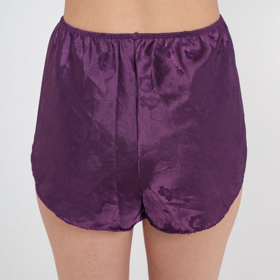 Satin Tap Shorts 80s Purple Floral Embossed Satin Lin… - Gem