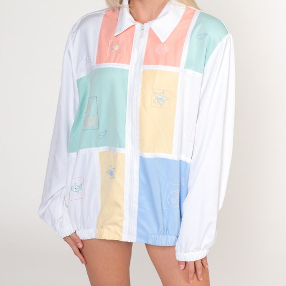 Seashell Windbreaker Jacket 90s Color Block Beach Jac… - Gem