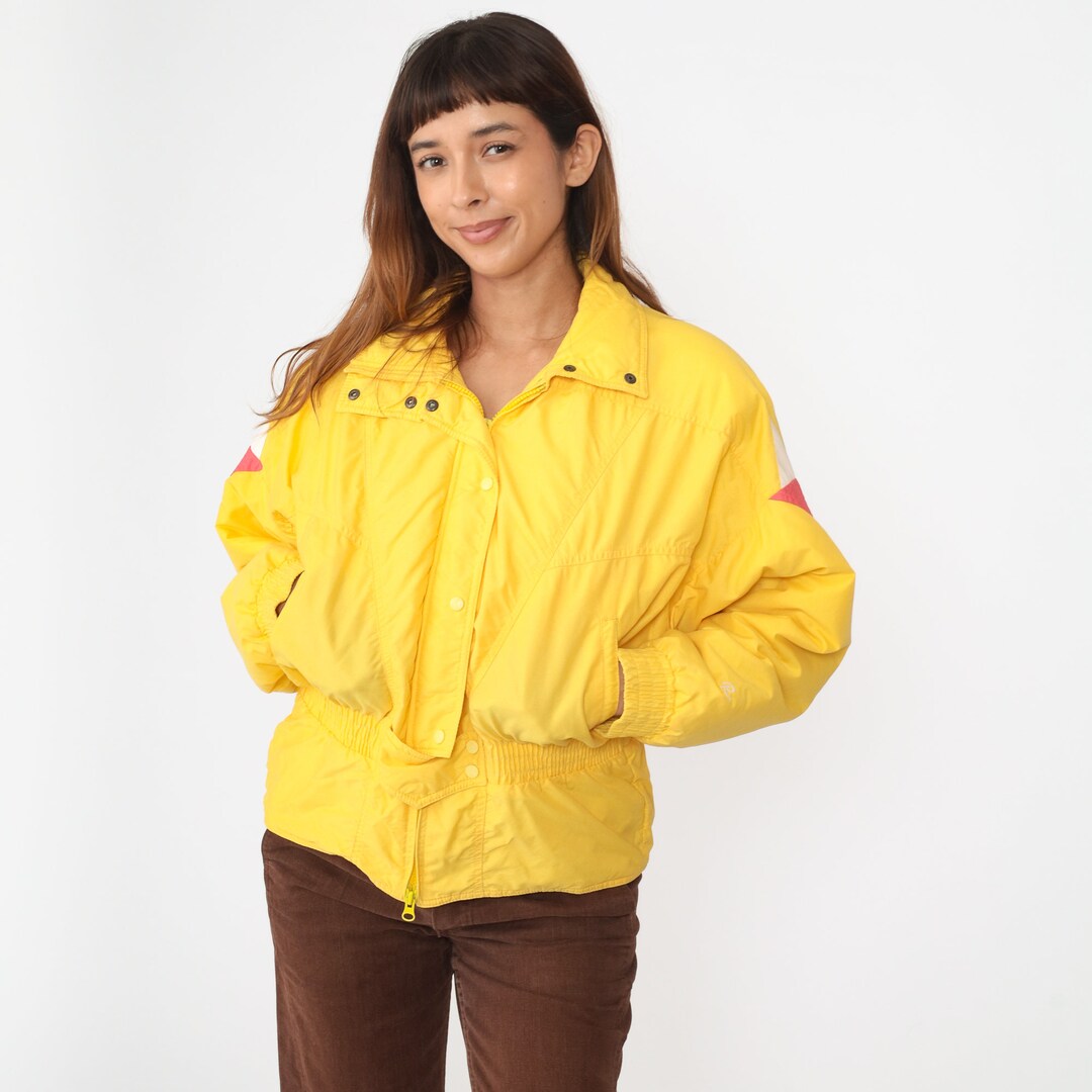 Yellow Puffer Jacket 80s Roffe Ski Jacket Retro Puffy Coat Winter ...