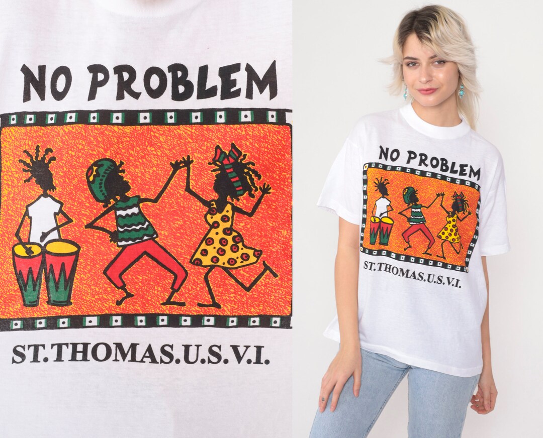 St Thomas Shirt 90s No Problem Rasta Tee US Virgin Islands T-shirt ...
