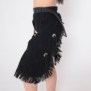 Black Suede Chaps 90s Fringe Leather Pants Assless Chaps Cowboy Rodeo ...
