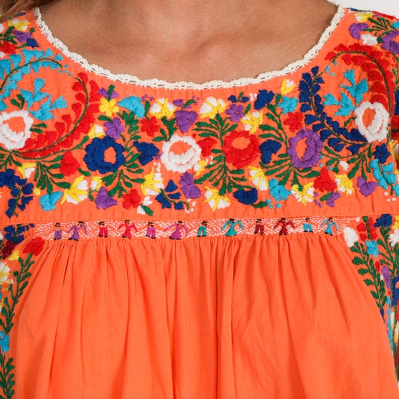 Oaxacan Maxi Dress 70s Mexican Embroidered Dress Oran… - Gem