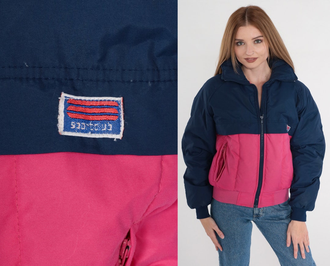 80s Ski Jacket 80s Sport Club Puffer Jacket Goose Down Jacket Navy Blue ...