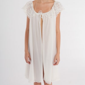 White Lace Robe 80s Lingerie Jacket Short Mini House Coat Flutter ...