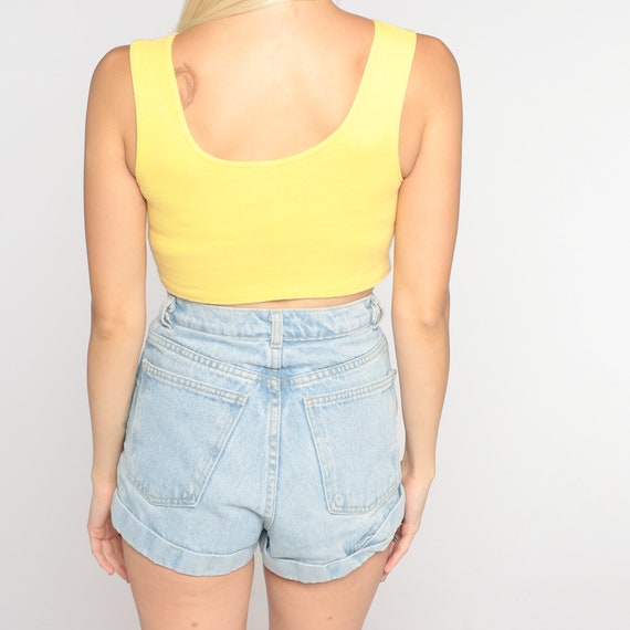 Yellow Crop Top 90s Ribbed Tank Top Retro Sleeveless … - Gem