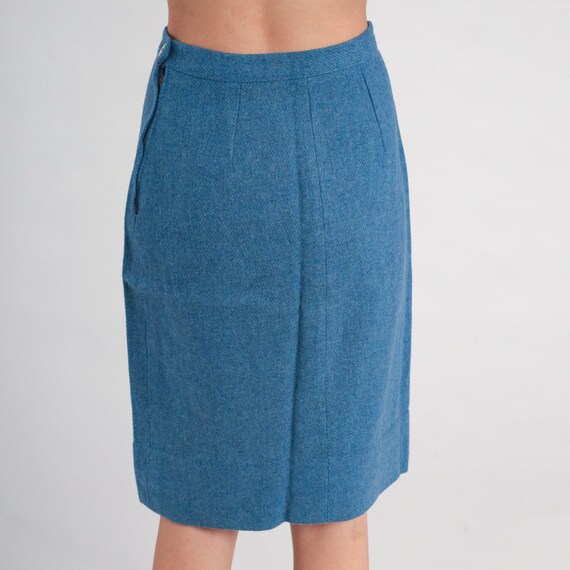 60s Pencil Skirt Blue Midi Skirt Wool Skirt High Wais… - Gem