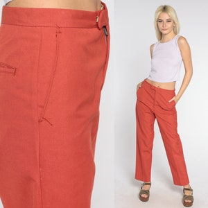 Terracotta Trousers 70s Straight Leg Pants Rust Orange High Rise ...