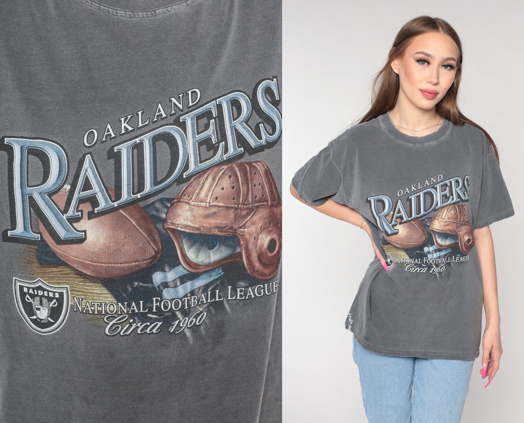 Oakland Raiders Shirt Football Tee 90s Grey NFL Tshirt Vintage Sports ...