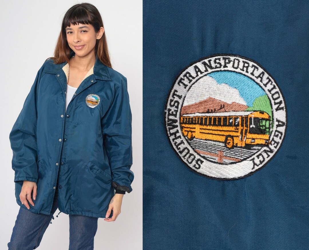 70s School Bus Windbreaker Jacket Southwest Transportation Agency Navy ...