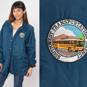 70s School Bus Windbreaker Jacket Southwest Transportation Agency Navy ...