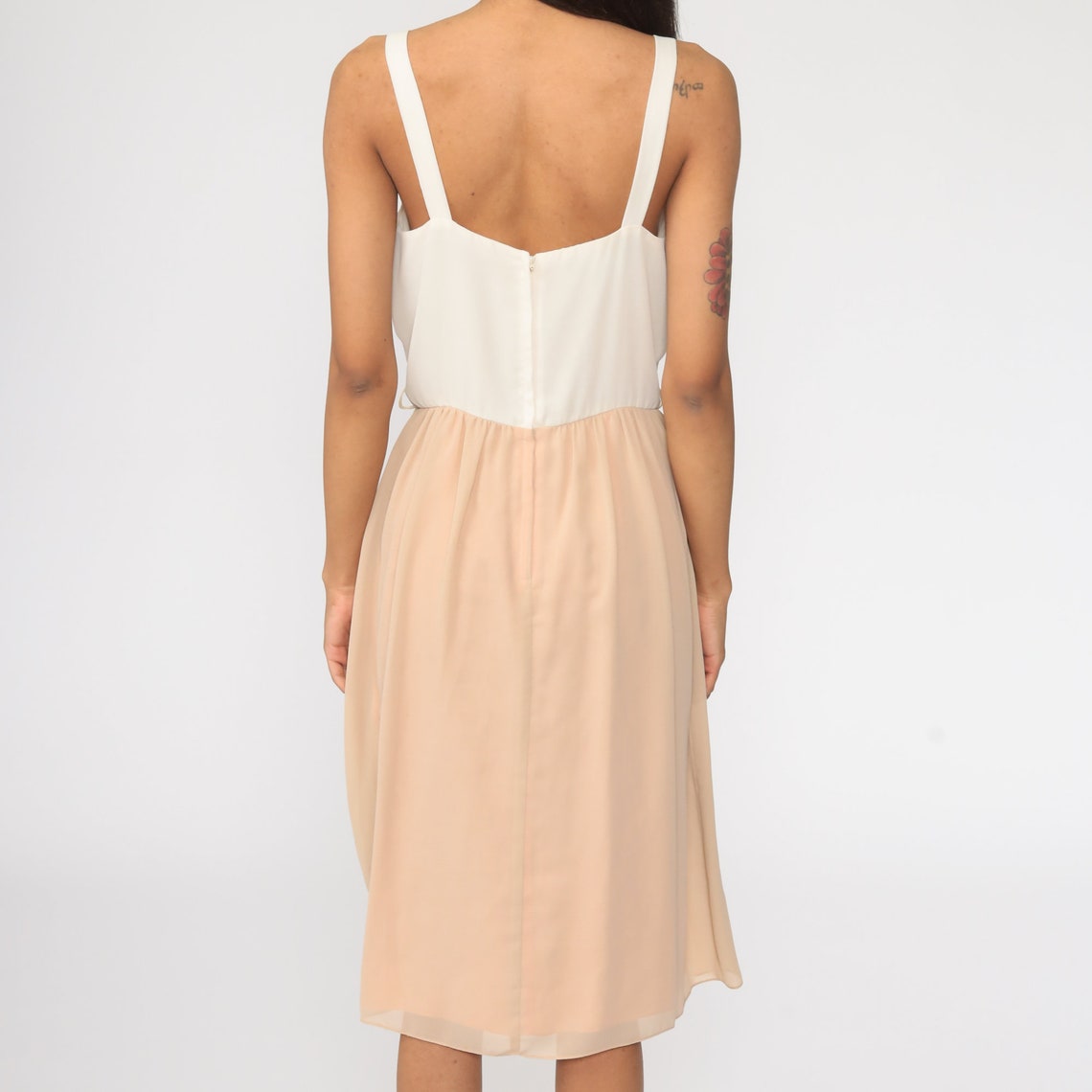 Off-white Sundress Tan 70s Midi Dress 80s Boho Tank Dress - Etsy
