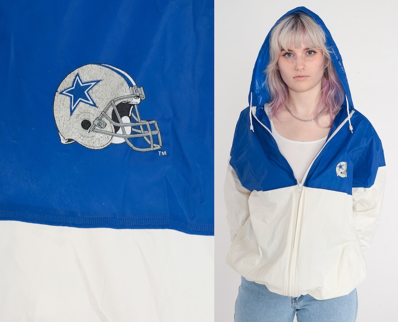 Dallas Cowboys Jacket 90s Football Hoodie Rain Jacket NFL - Etsy