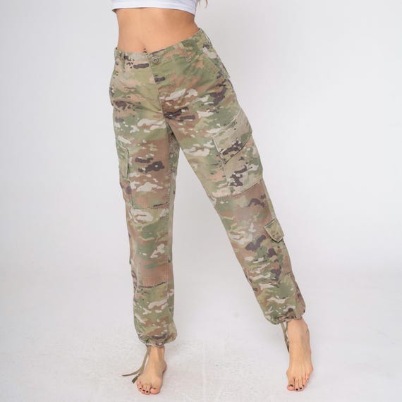 Camo Cargo Pants 90s Army Pants Military Combat Olive… - Gem