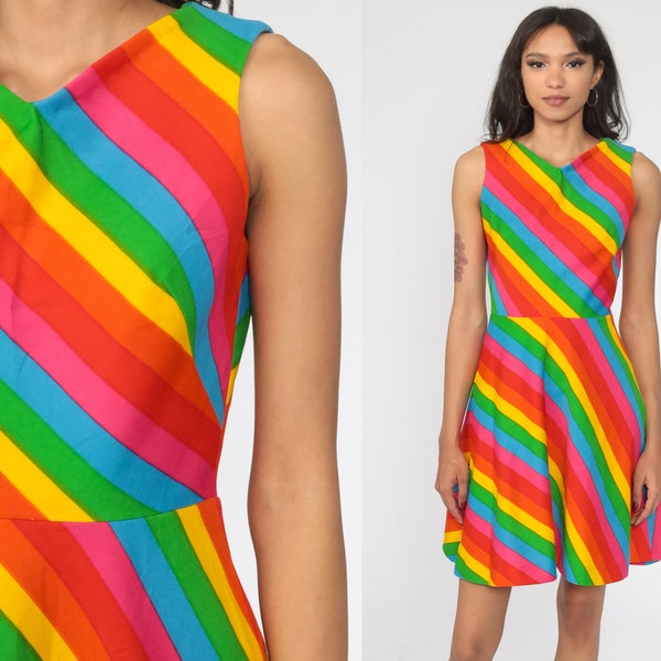 Rainbow Stripe Dress - Etsy