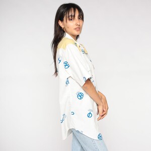 Western Shirt 80s 90s Cattle Brand Print Shirt White Button up Yellow ...