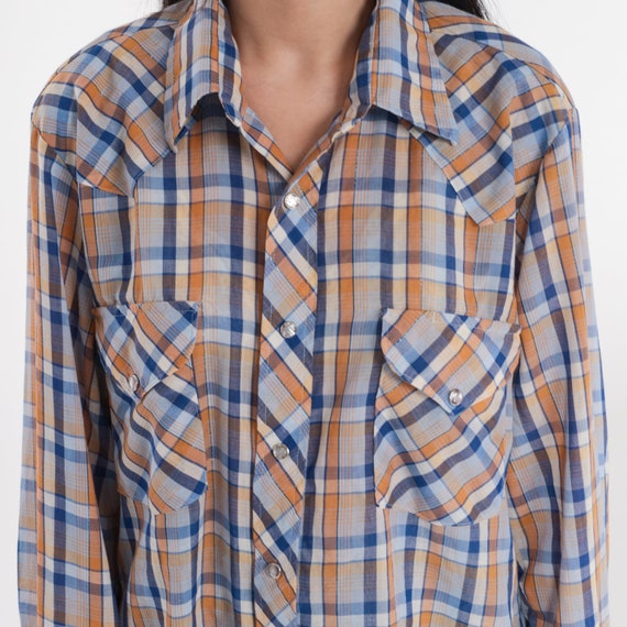 Metallic Western Shirt 70s 80s Western Plaid Shirt Bl… - Gem