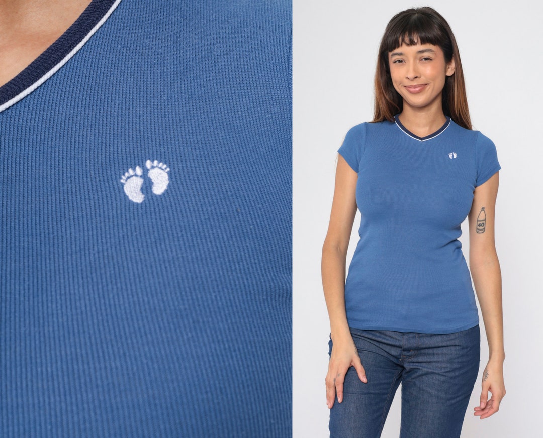 Vintage Hang Ten Shirt Blue Ringer Neckline Tshirt 90s T Shirt Surfer ...