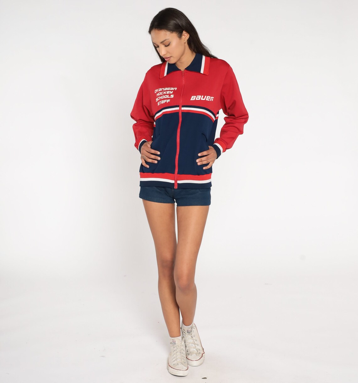 80s Track Jacket Okanagan Hockey Schools Jacket Red Blue BC - Etsy