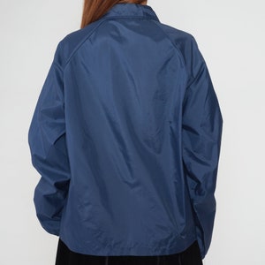 80s Navy Blue Windbreaker Snap up Track Jacket Retro Basic Plain ...