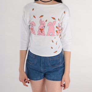 Cartoon Bunny Shirt 80s Rabbit T-shirt Bunnies Carrots Graphic Tee Cute ...