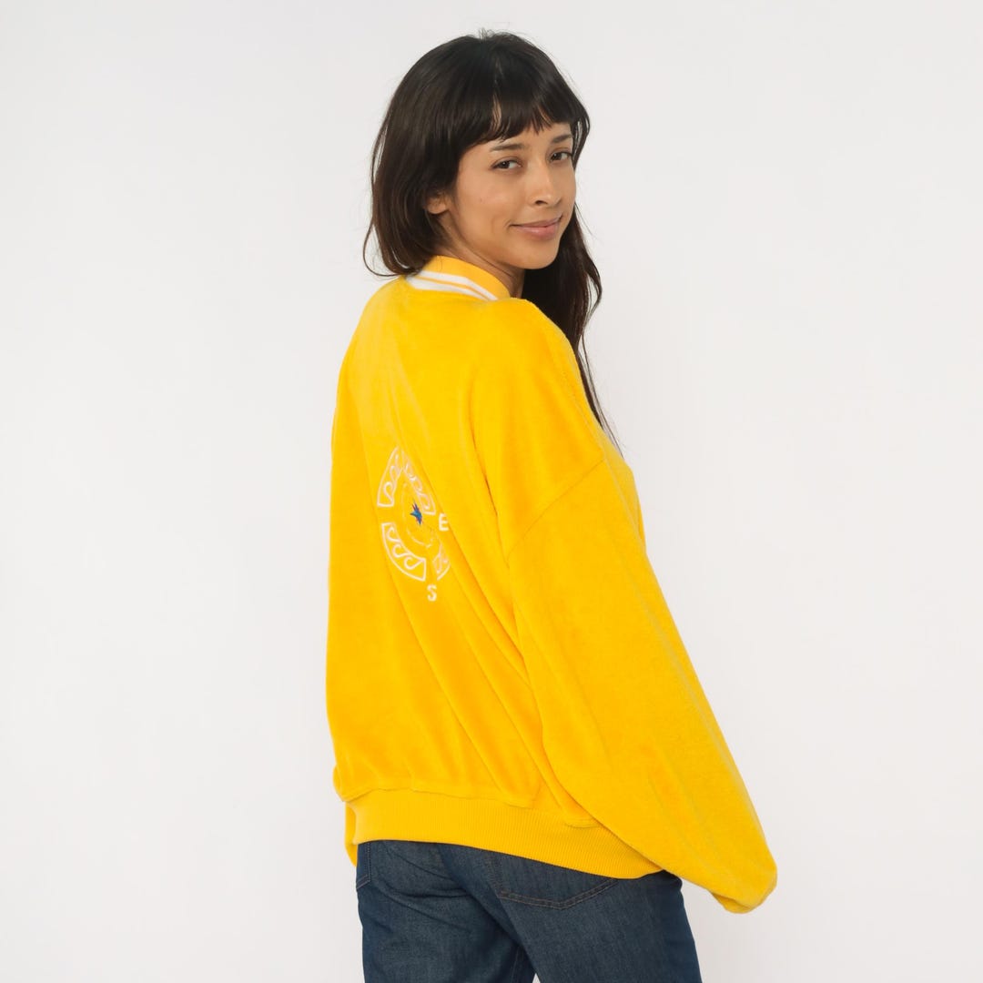 Terrycloth Compass Jacket 80s Yellow Zip up Track Athletic Design ...
