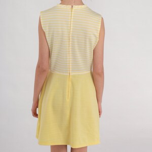 Yellow Striped Dress 70s Mod Mini Dress Sleeveless Shift Dress Retro ...