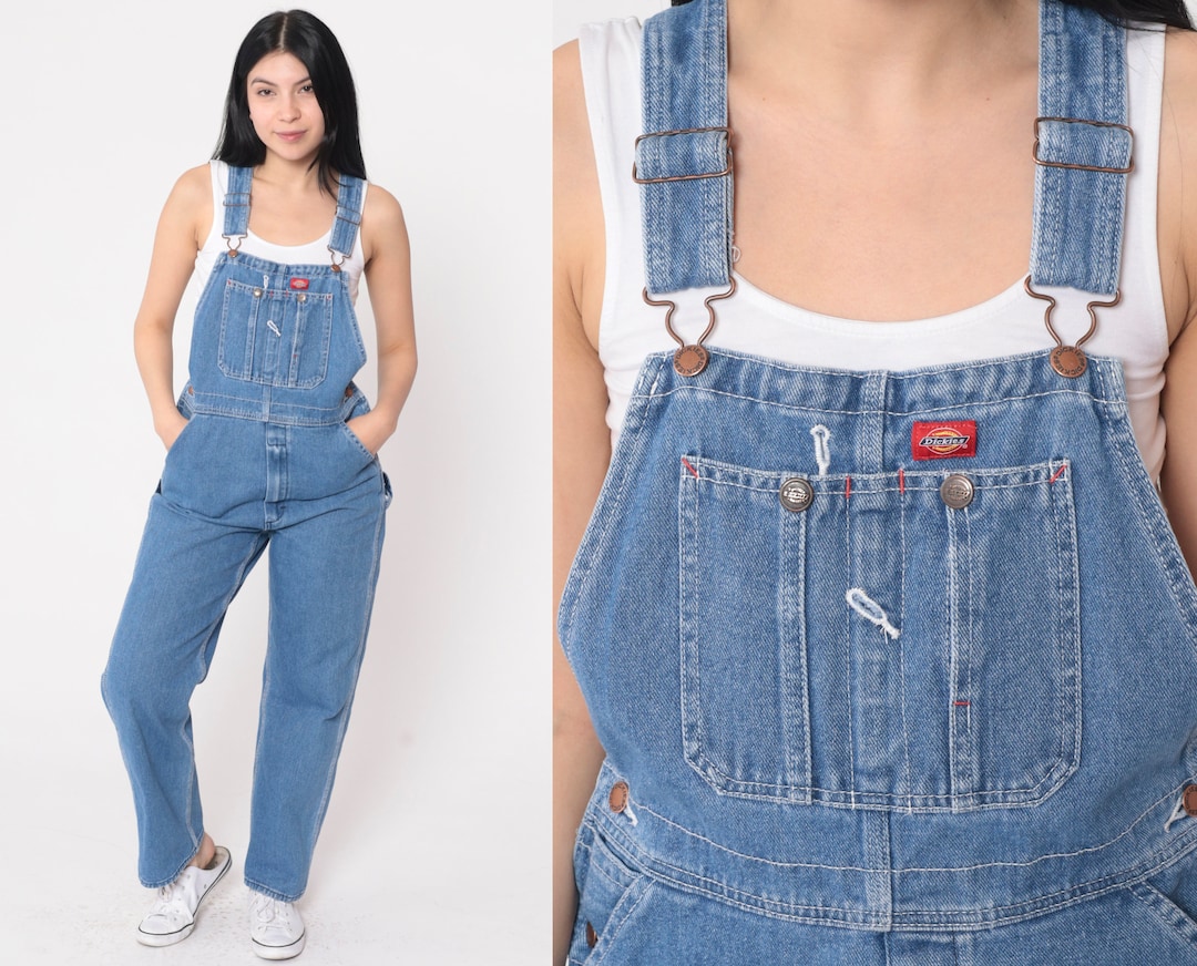 Dickies Overalls Y2K Utility Hammer Loop Blue Denim Bib Overall Pants ...