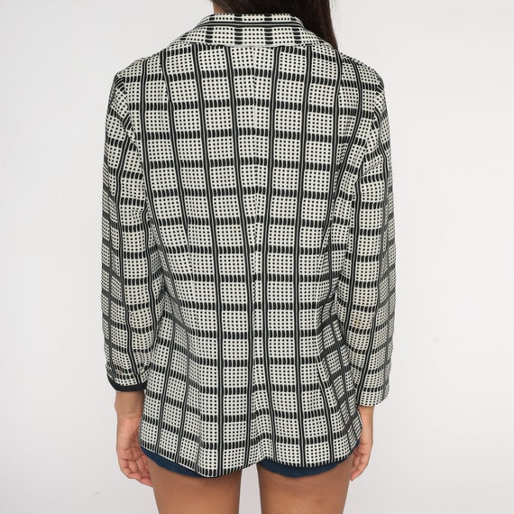 70s Checkered Shirt Black White Button Up Striped Pri… - Gem