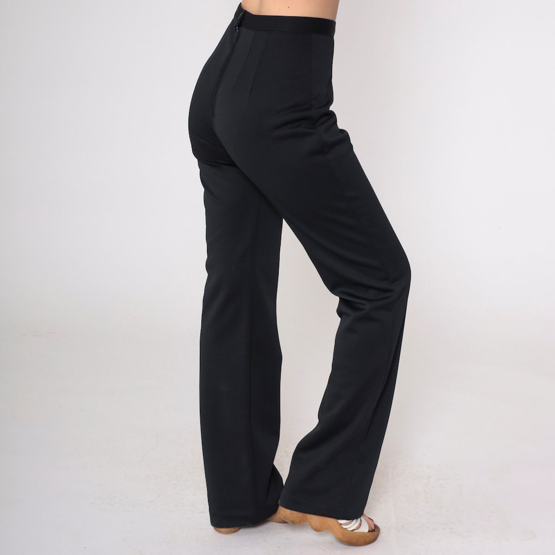 Plain Black Pants Y2K Trousers High Rise Waisted Simple Bootcut Retro ...