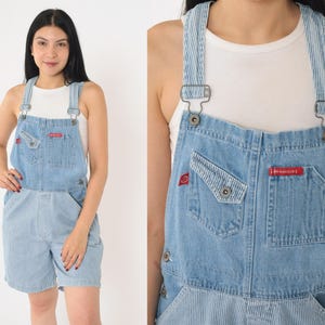 90s Striped Overall Shorts No Excuses Bib Shortalls 1990s Blue White ...