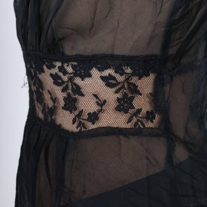 Black Slip Dress 60s Sheer Nightgown Lingerie Sexy Mini Full Slip Boho ...
